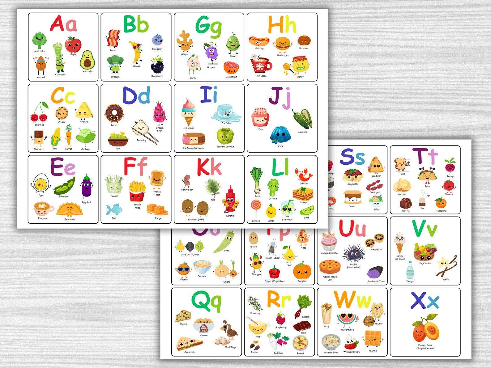 Food Alphabet Flash Cards: Montessori Homeschool Printable (digital ...