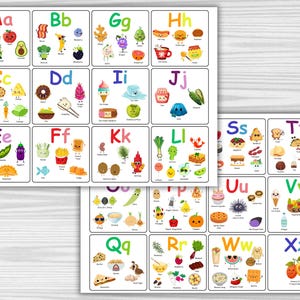 Food Alphabet Flash Cards: Montessori Homeschool Printable (digital ...