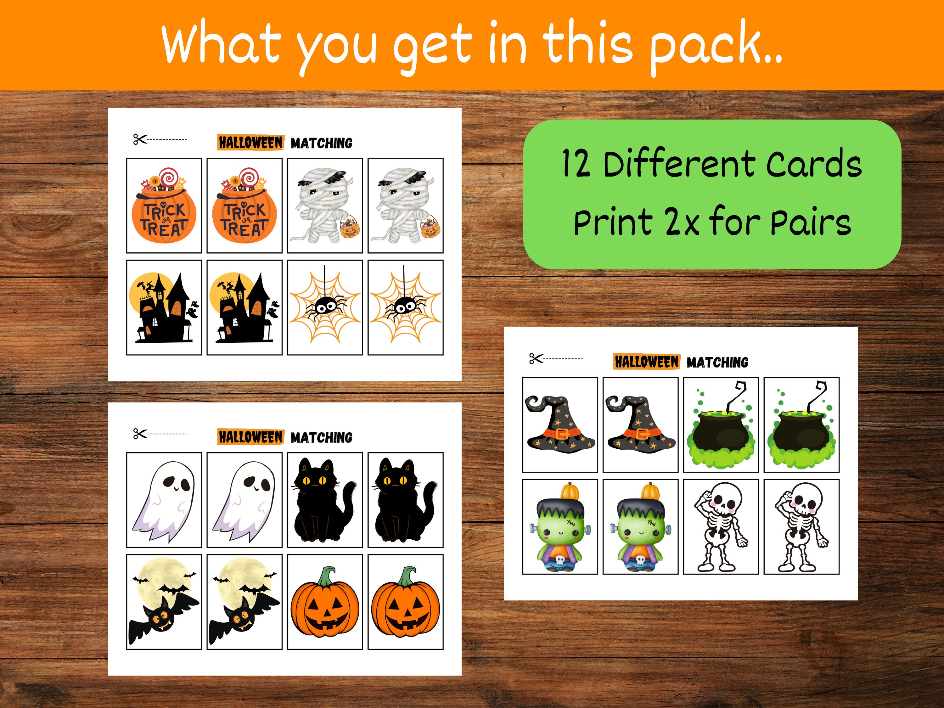 Printable Halloween Matching Game for Kids, Toddler Activities ...