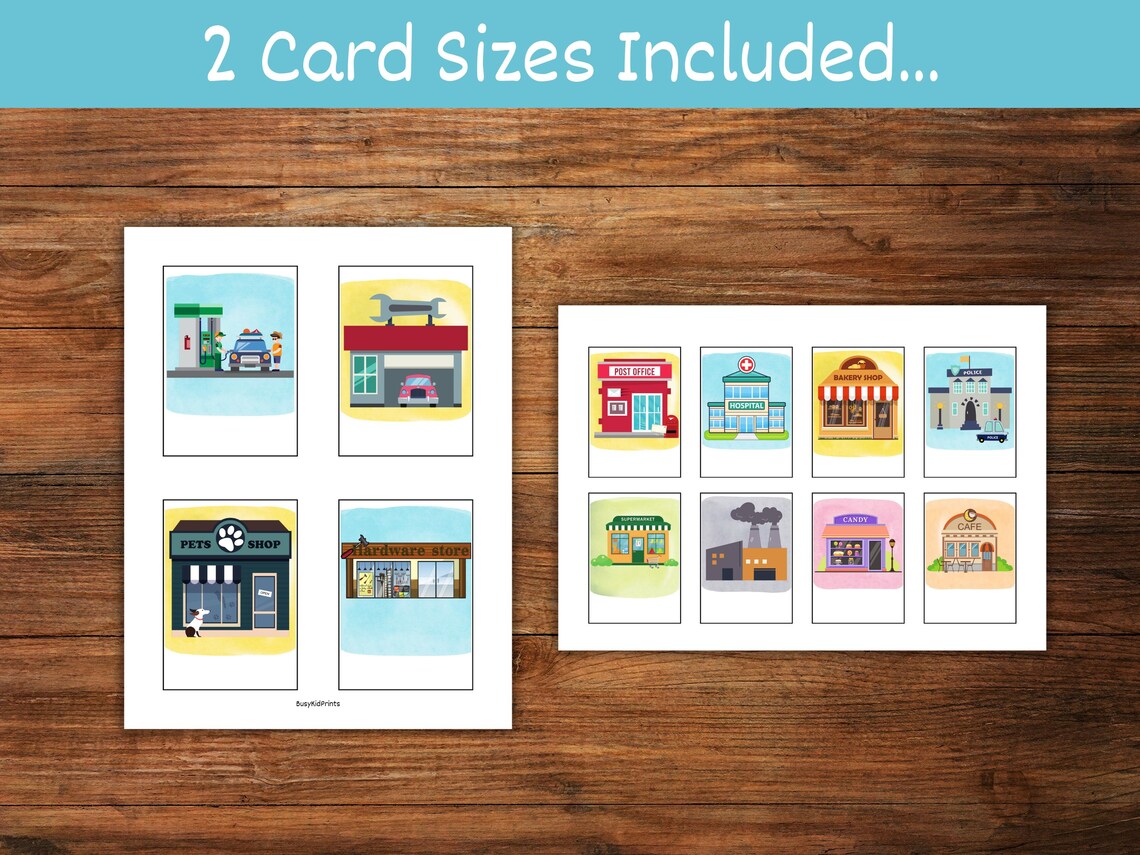 Buildings Cut and Paste Flashcards, 58 Printable Cards, Learn Building ...