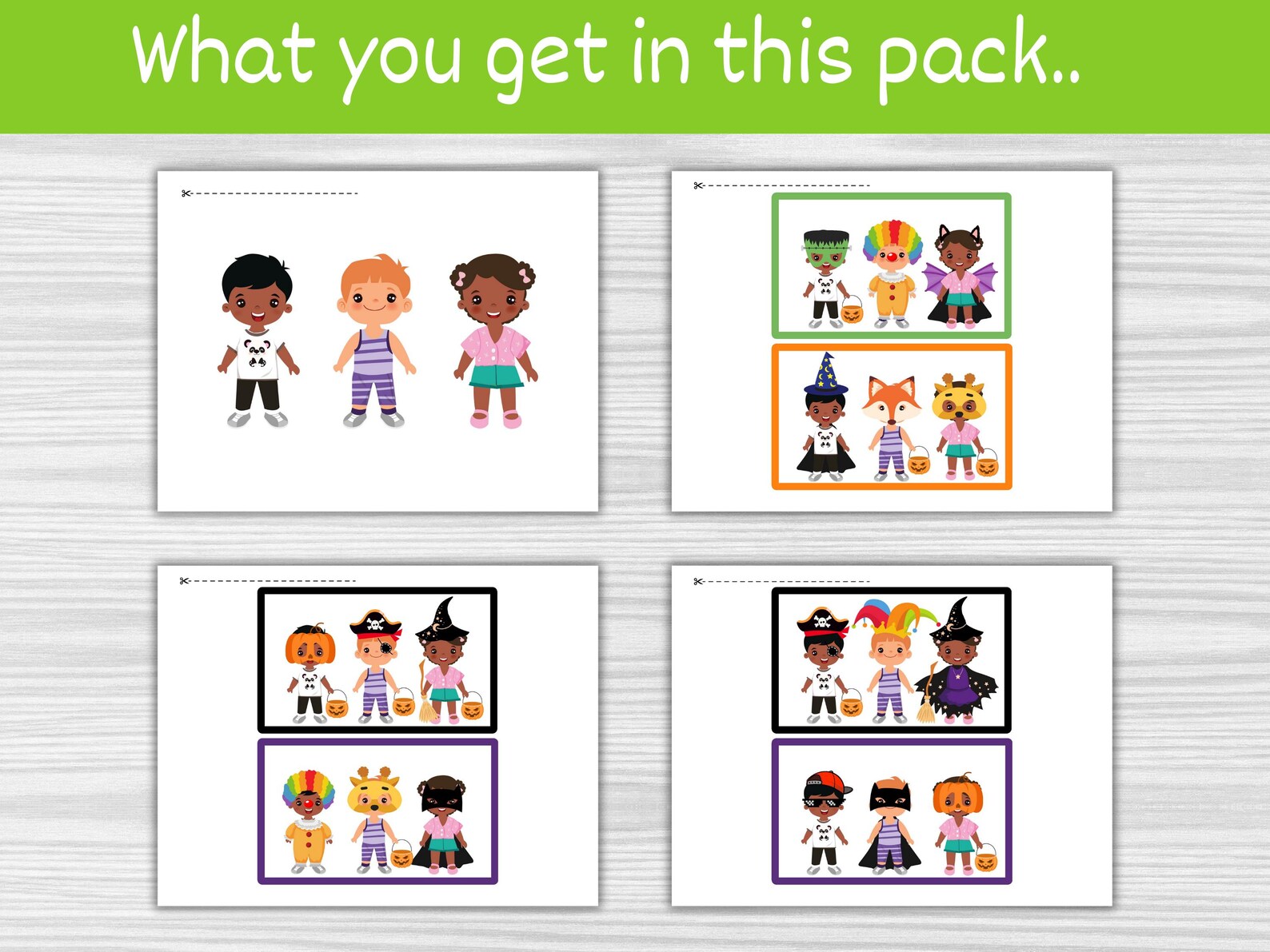 Matching Costumes Halloween Activity for Kids, Fall Activities for ...