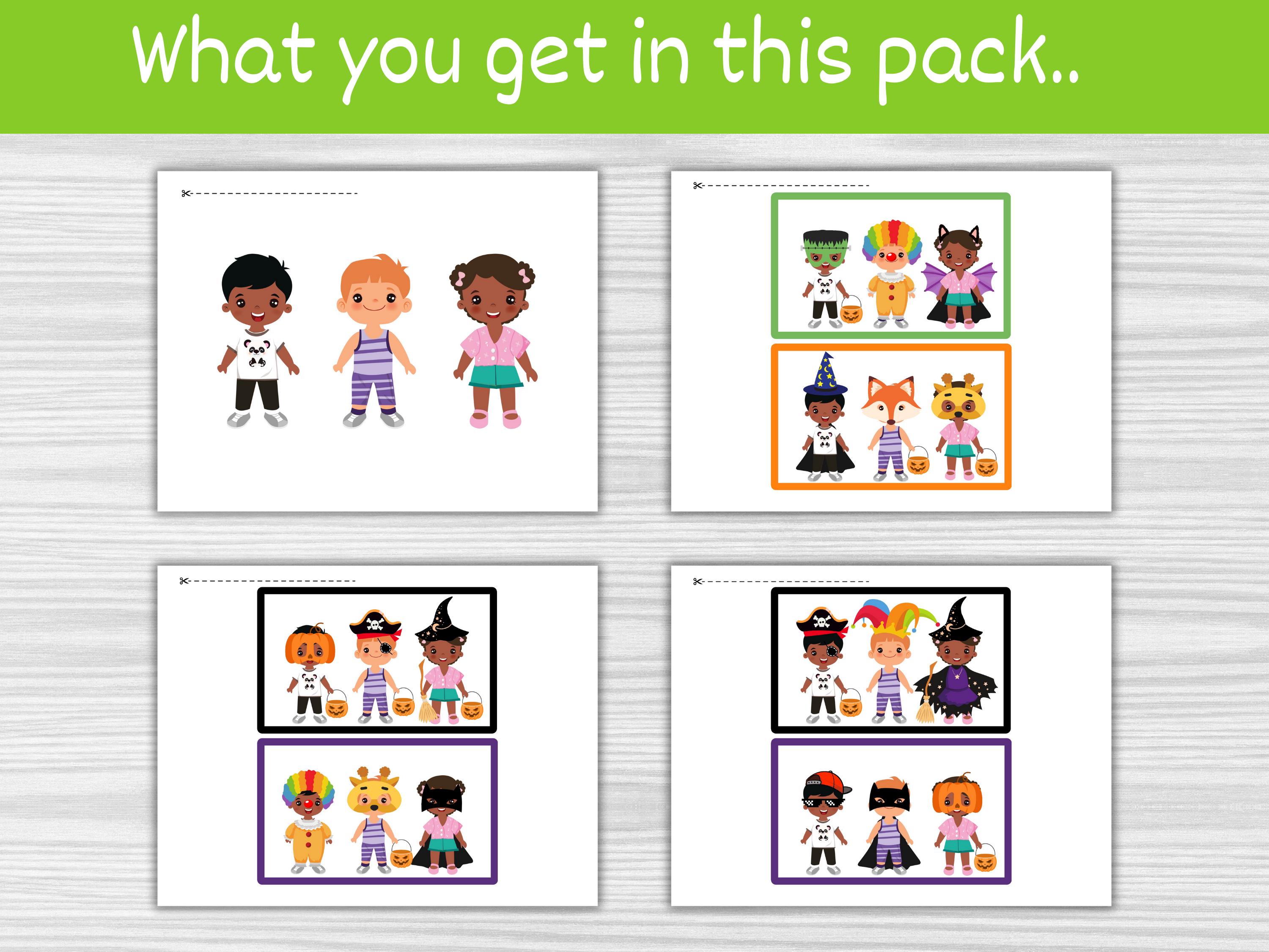 Matching Costumes Halloween Activity for Kids, Fall Activities for ...