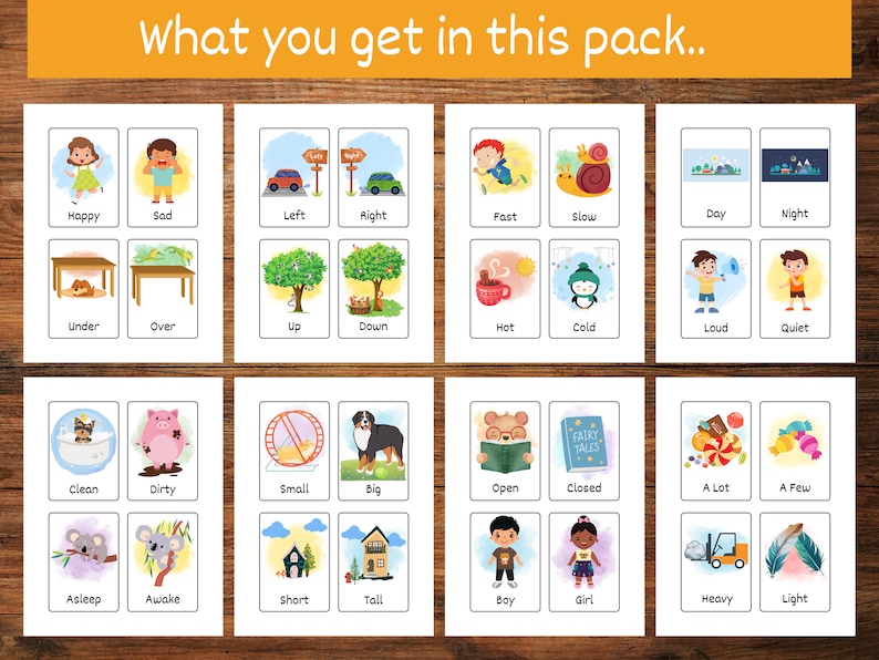 Playful Opposites Flashcards 42 Digital Cards for Kids: Homeschool ...