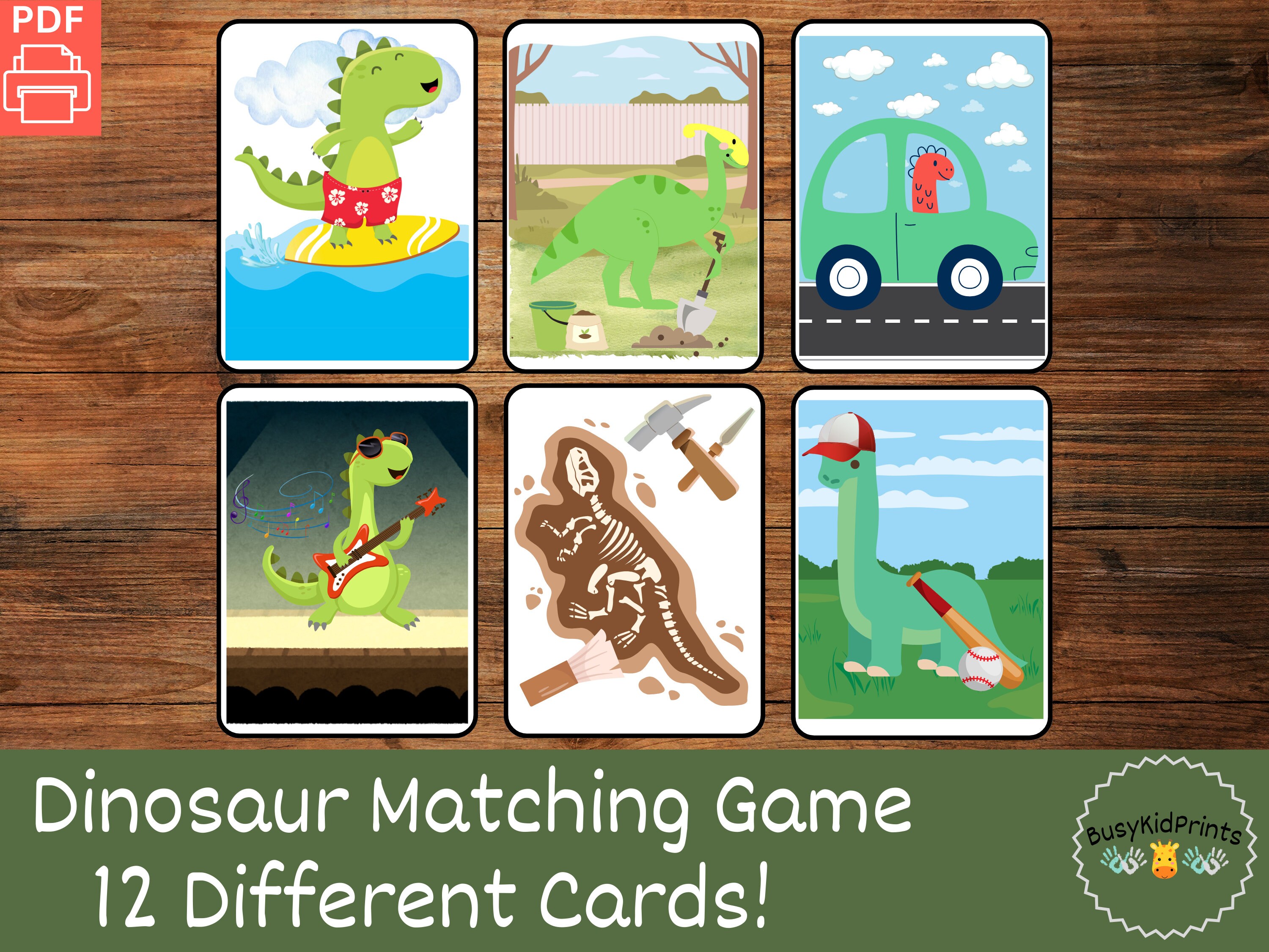 Dinosaur Matching Game, Preschool Printables, Memory Game, Toddler ...