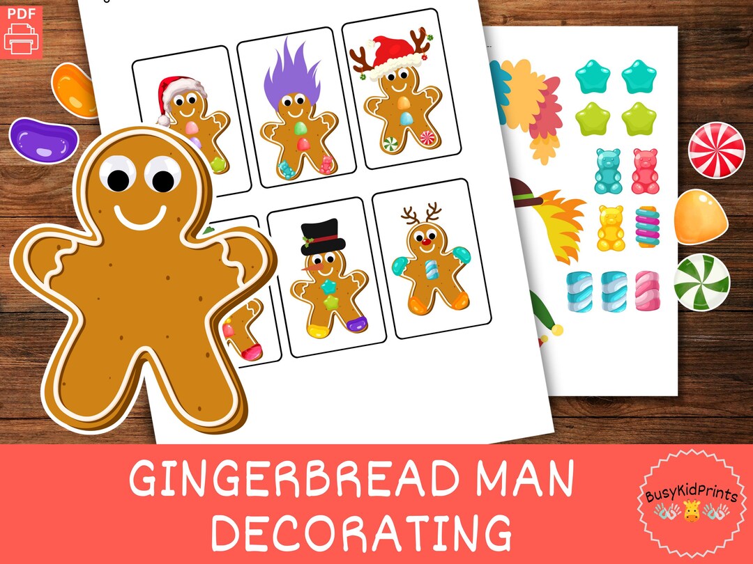 Build a Gingerbread Man Activity, Printable Holiday Craft for Kids ...