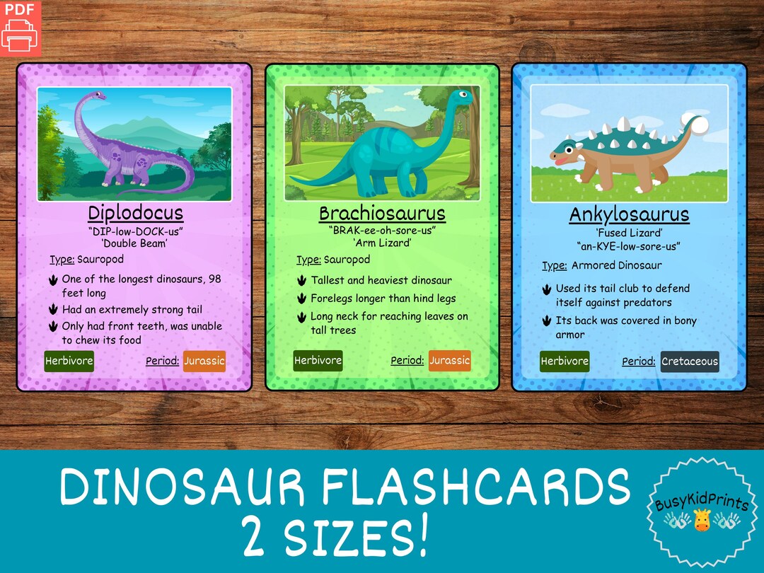 Dinosaur Flashcards for Kids: Dino Facts, Diet & Pronunciation (digital ...