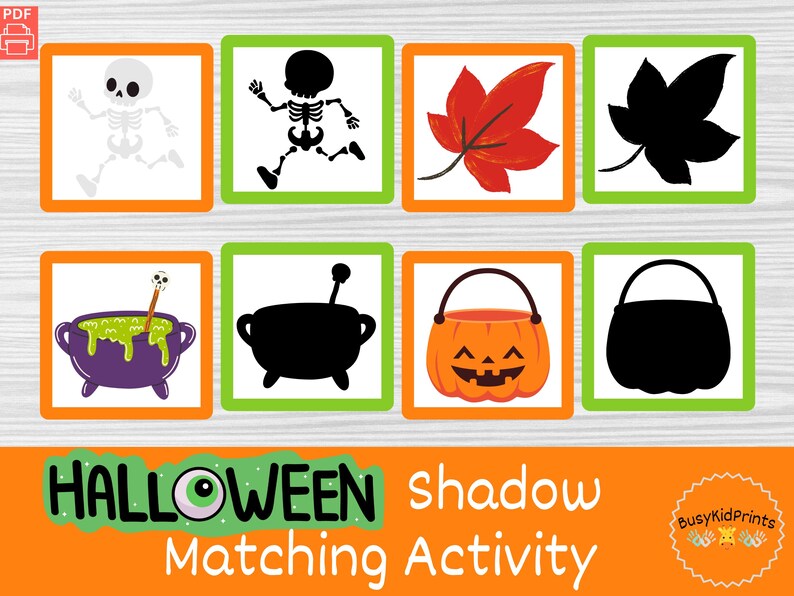 Halloween Shadow Matching Game: Printable Toddler Activity (digital ...