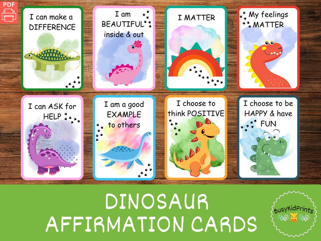 Dinosaur Affirmation Cards for Kids: Positivity Lunchbox Notes Digital ...