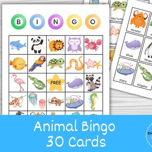 Animal Bingo Game: 30 Printable Cards for Kids (digital Download) - Etsy