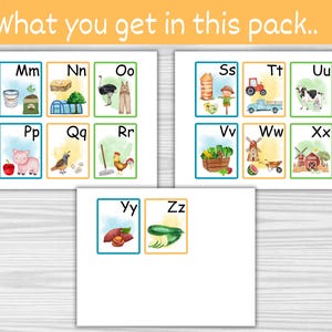 ABC Farm Flashcards, Watercolor Alphabet Flash Cards, 26 Digital Cards ...