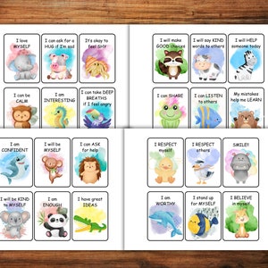 Kids Affirmation Cards, 48 Printable Children's Positivity Cards Animal ...