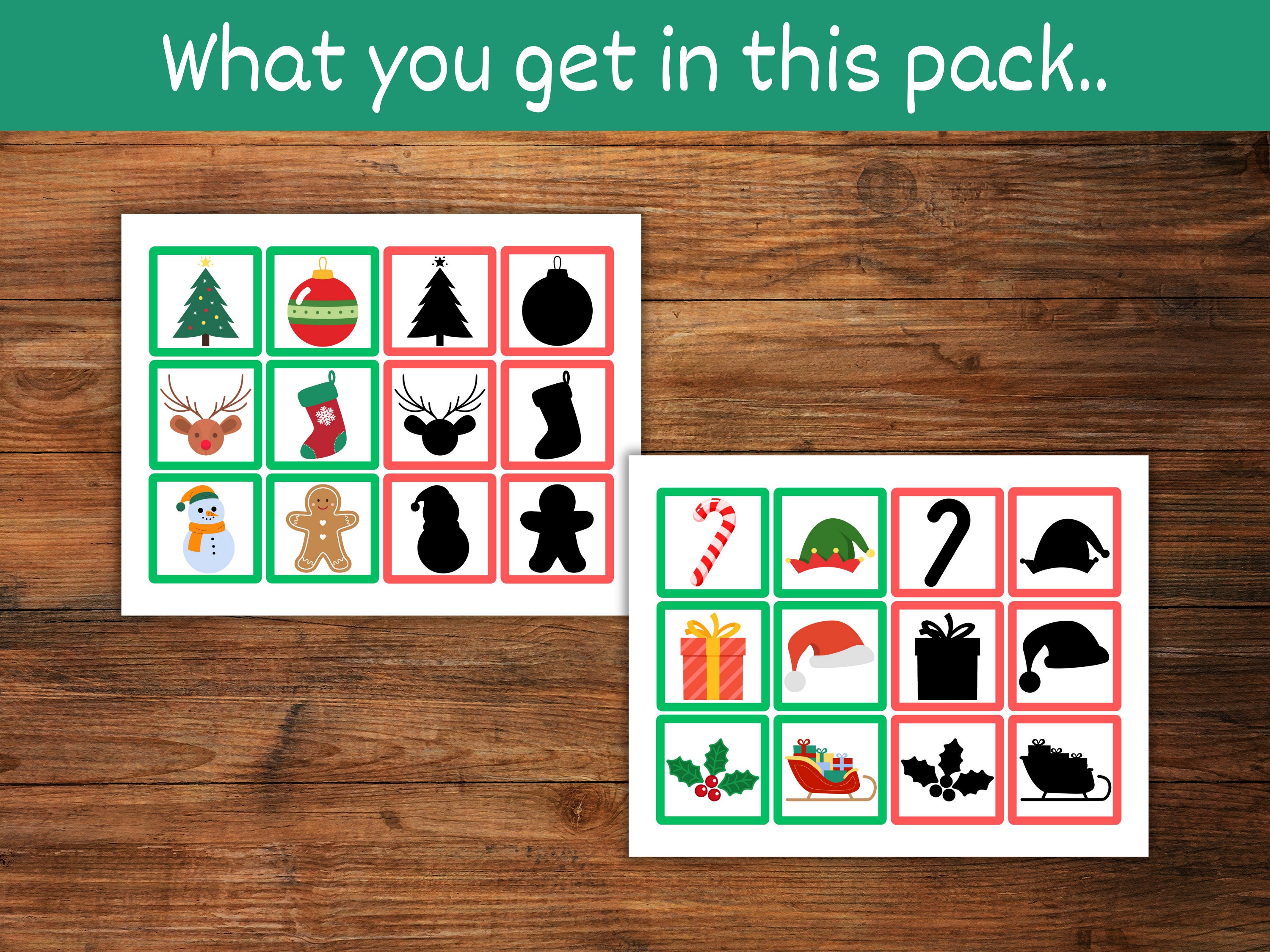 Christmas Game for Toddler Printable Shadow Matching Game, Preschool ...