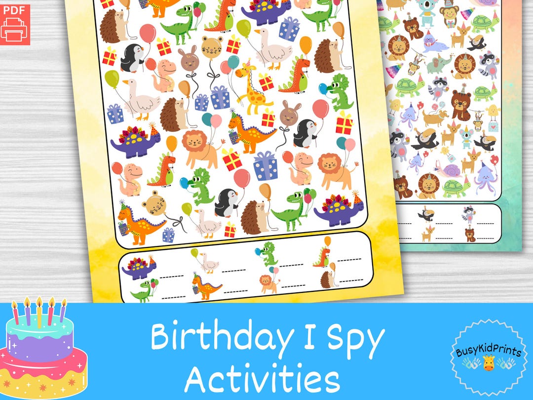 Birthday I Spy Game: Printable Kids Activity Book (digital Download) - Etsy