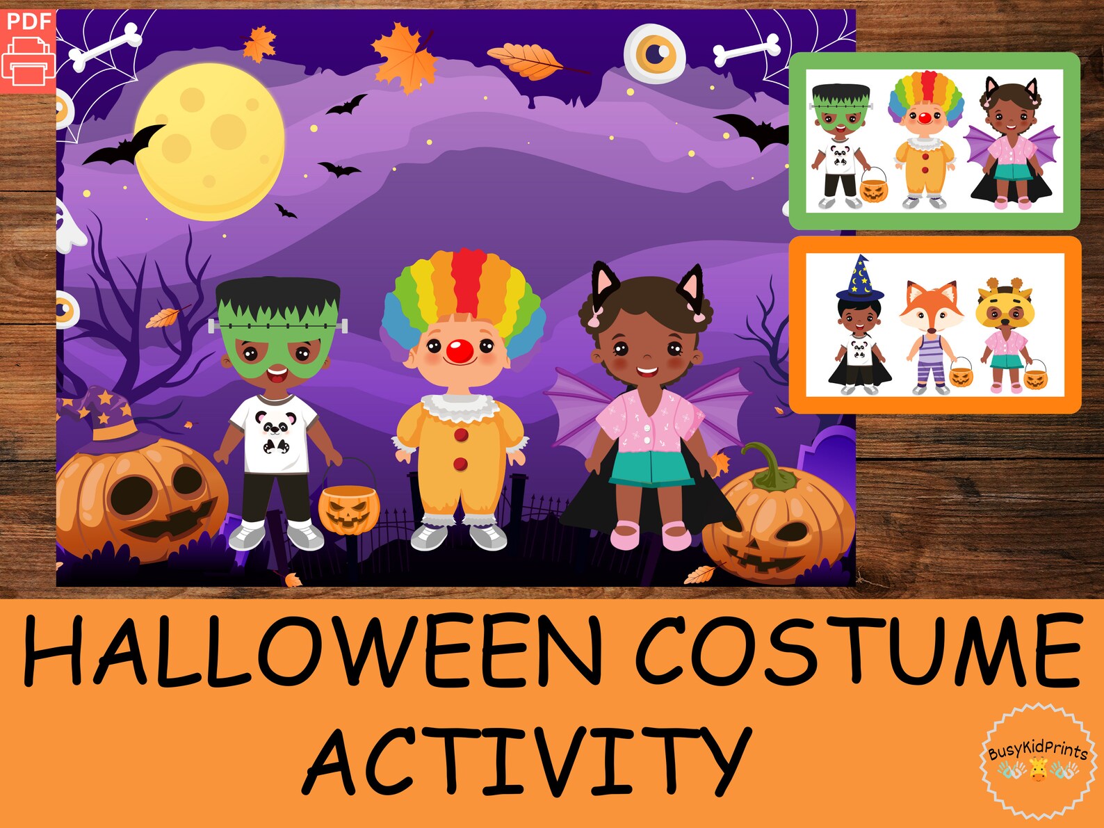 Matching Costumes Halloween Activity for Kids, Fall Activities for ...