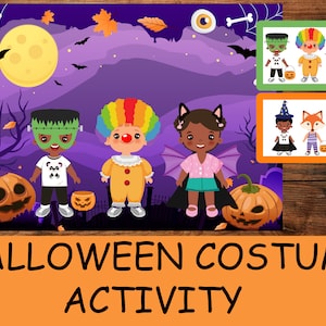 Matching Costumes Halloween Activity for Kids, Fall Activities for ...