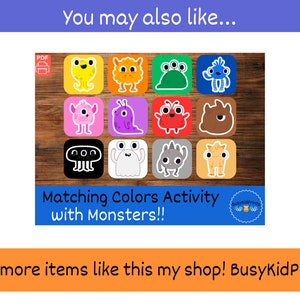 Alien Color Sorting Activity for Kids, Toddler Busy Book, Printable ...