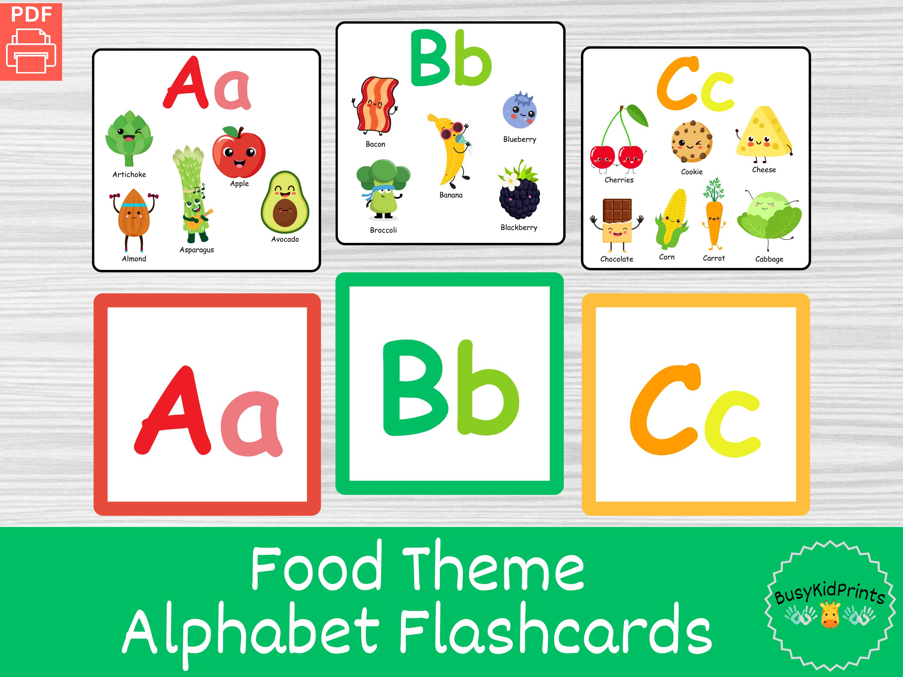 Food Alphabet Flash Cards: Montessori Homeschool Printable (digital ...