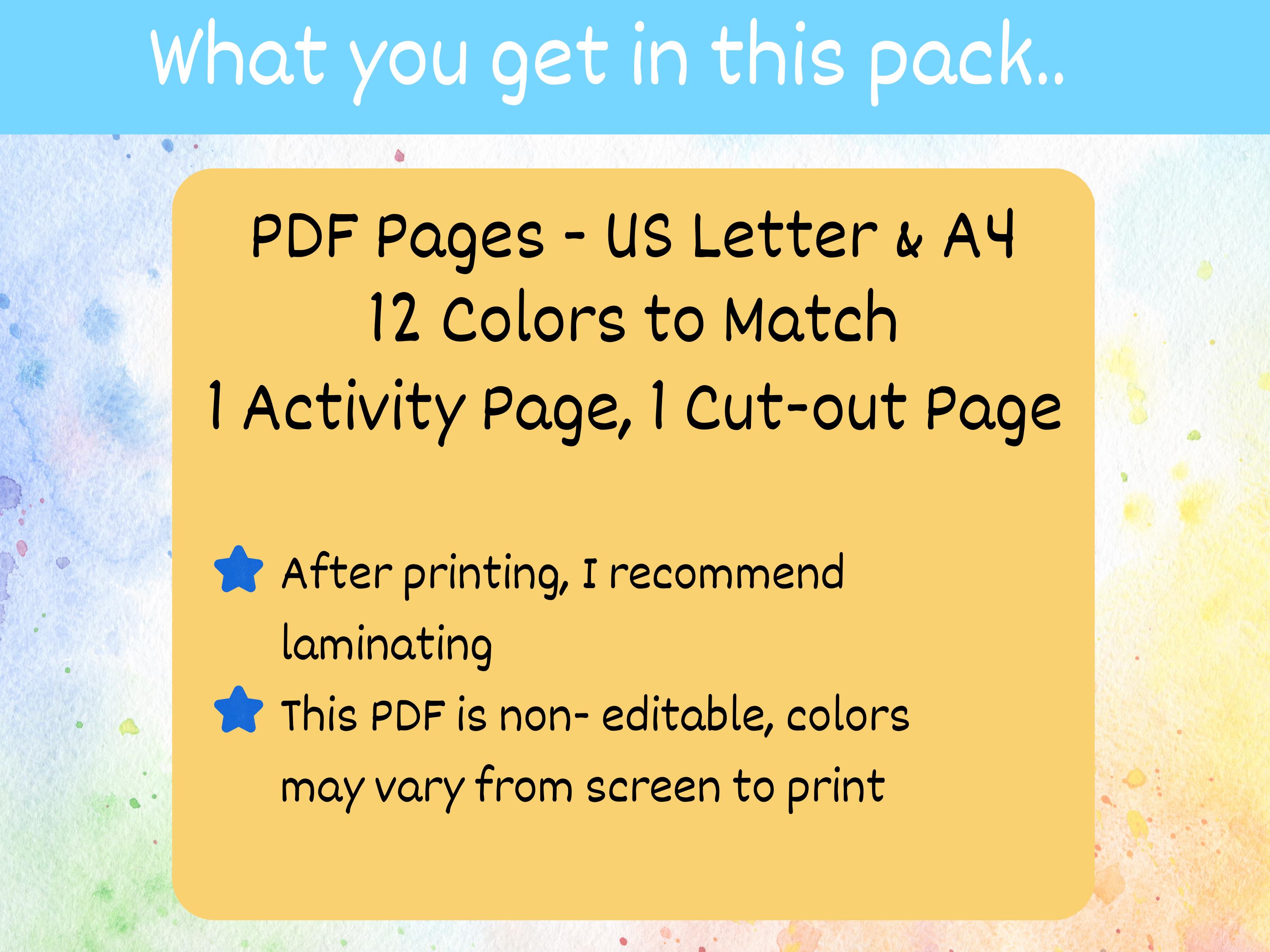 Monster Color Matching Cut and Paste Activity, Printable Craft for ...