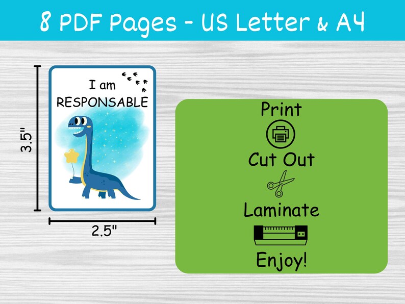 Motivating Printable Cards Dinosaur Theme Positivity Cards for Kids ...