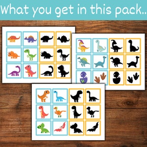 Dinosaur Printable Activity, Shadow Matching Cards, Printable Toddler ...