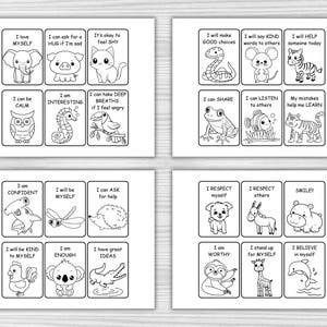 Kids Affirmation Coloring Cards for Kids, 48 Printable Children's ...