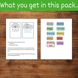 Weather Flashcards for Kids and Weather Quiet Book Activity, Printable ...