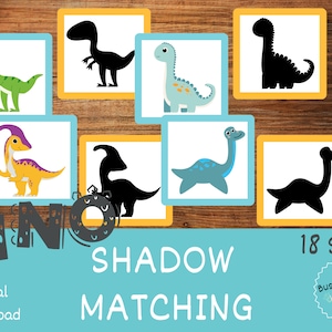 Dinosaur Printable Activity, Shadow Matching Cards, Printable Toddler ...