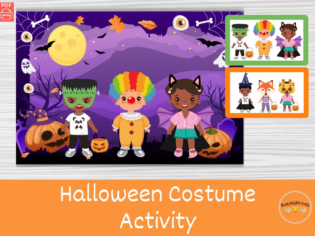 Matching Costumes Halloween Activity for Kids, Fall Activities for ...
