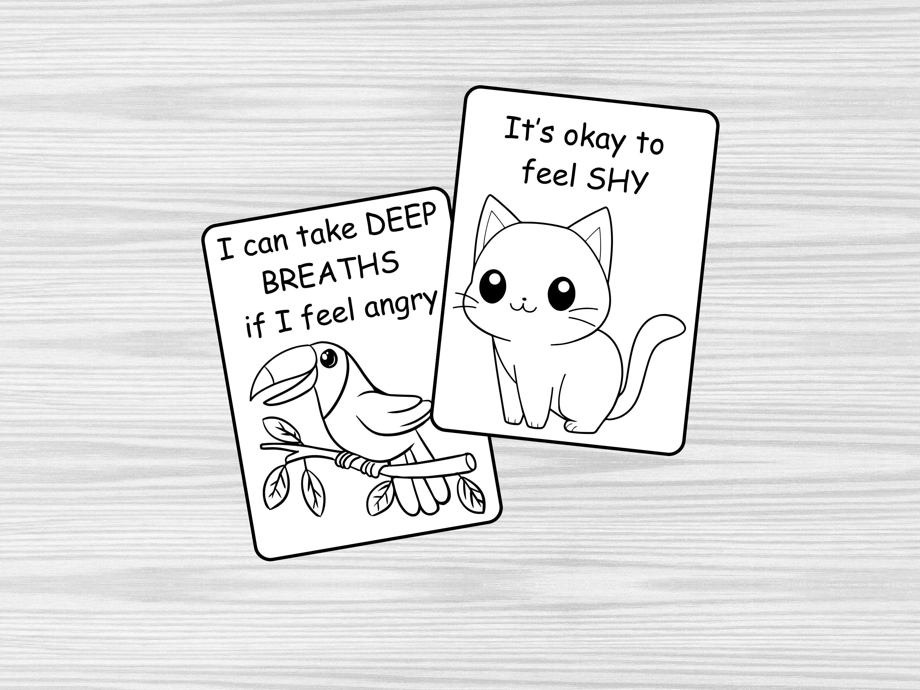 Kids Affirmation Coloring Cards for Kids, 48 Printable Children's ...