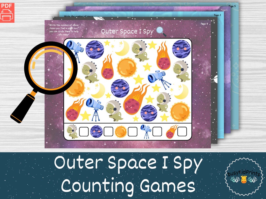 Outer Space I Spy Activity Pages With Answers, Printable Counting ...
