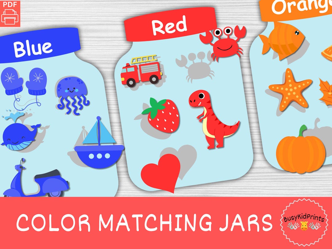 Color Matching Jars: Toddler Learning Activity (digital Download) - Etsy