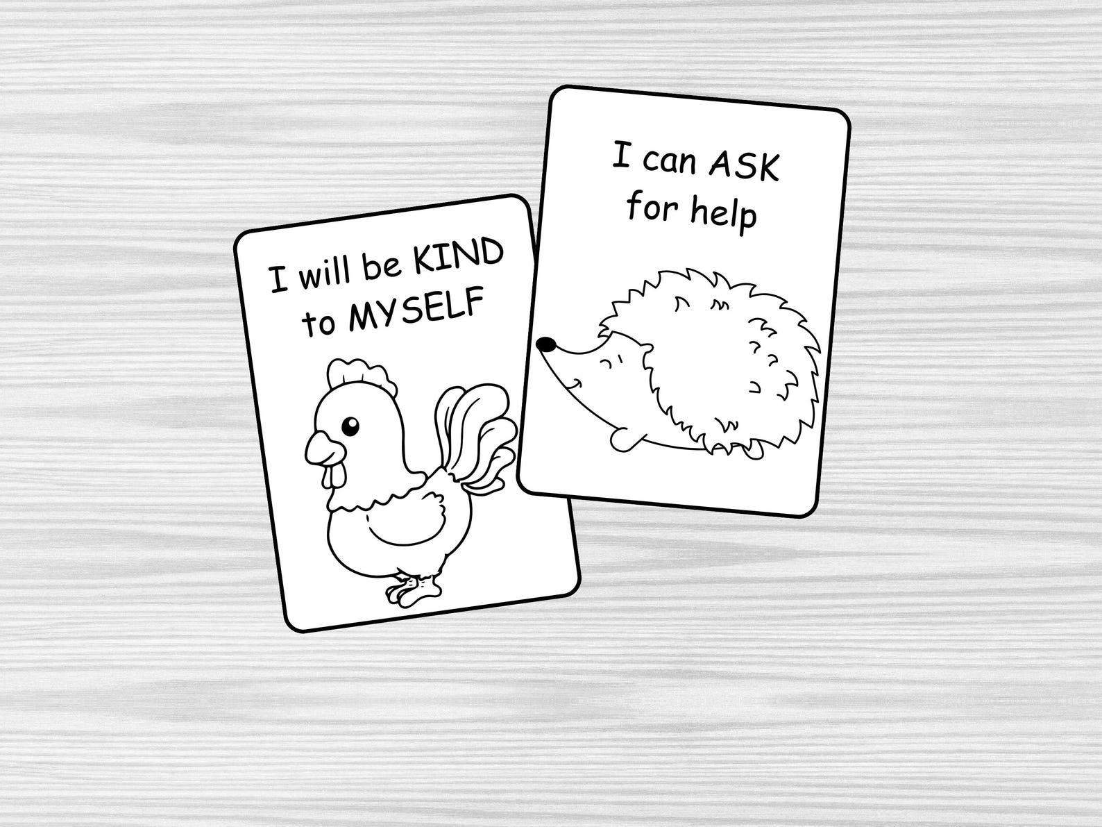 Kids Affirmation Coloring Cards for Kids, 48 Printable Children's ...