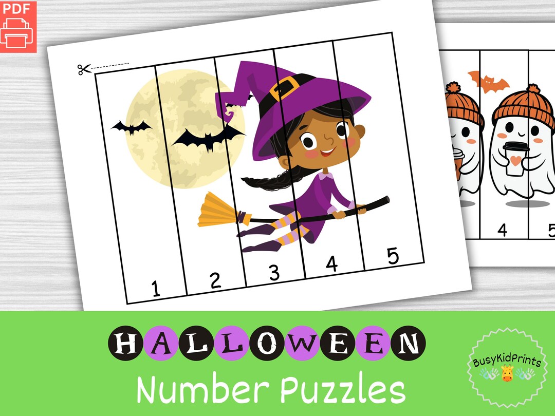 Halloween Number Puzzles for Kids, Fall Activity for Toddlers ...