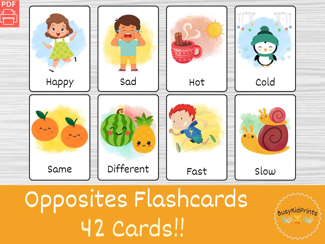 Antonym Flashcards for Toddlers: Playful Opposites (digital Download ...