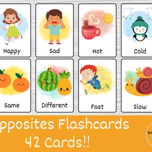 Playful Opposites Flashcards 42 Digital Cards for Kids: Homeschool ...