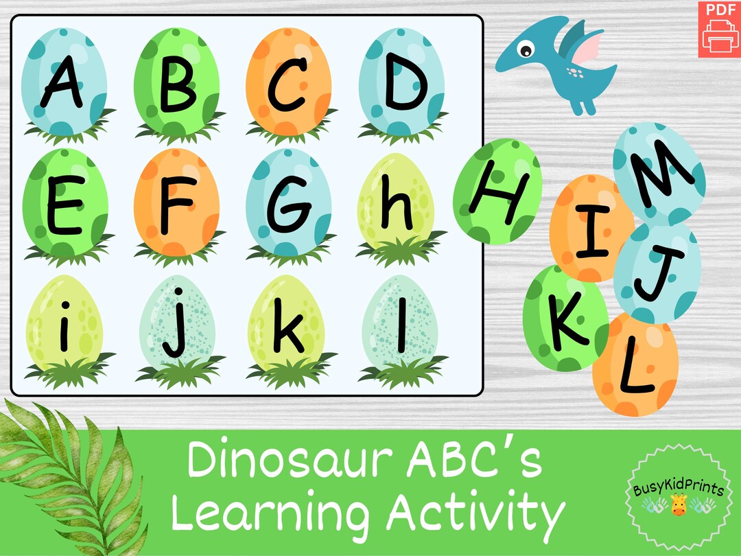 Dinosaur Alphabet Matching Activity, Cut and Paste Dino Egg Abc's ...