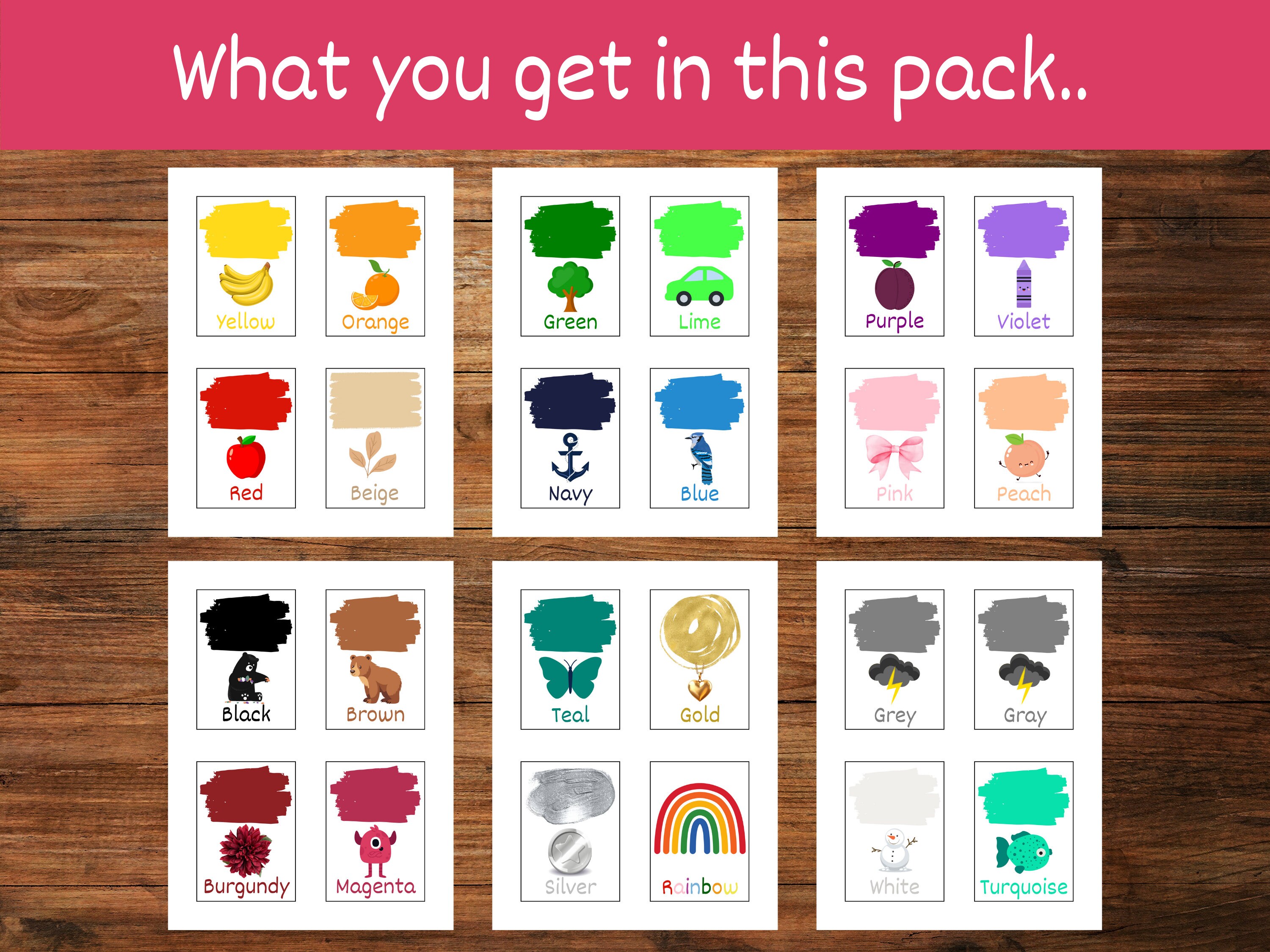 Color Flashcards for Kids: 24 Digital Learning Cards, Homeschool ...