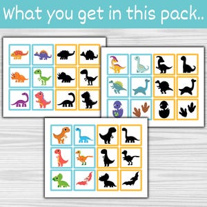Dinosaur Shadow Matching Game: Printable Dino Activity (digital ...