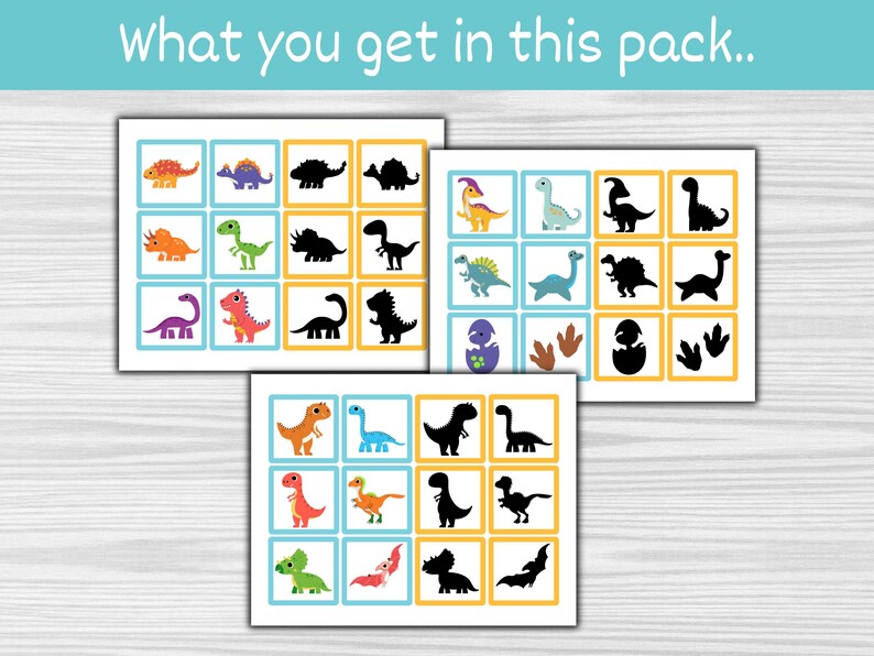 Dinosaur Shadow Matching Game: Printable Dino Activity (digital ...