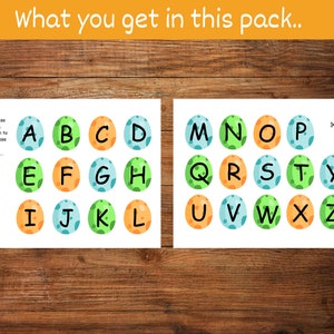 Dinosaur Alphabet Activity for Toddlers, Busy Book Pages, Dino Egg Abc ...