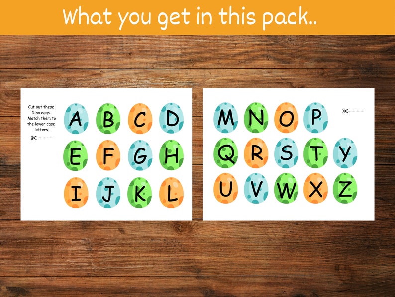 Dinosaur Alphabet Activity for Toddlers, Busy Book Pages, Dino Egg Abc ...