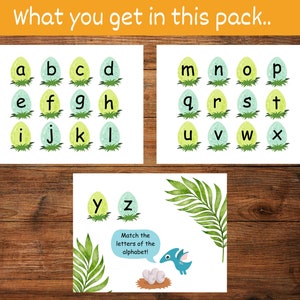Dinosaur Alphabet Activity for Toddlers, Busy Book Pages, Dino Egg Abc ...
