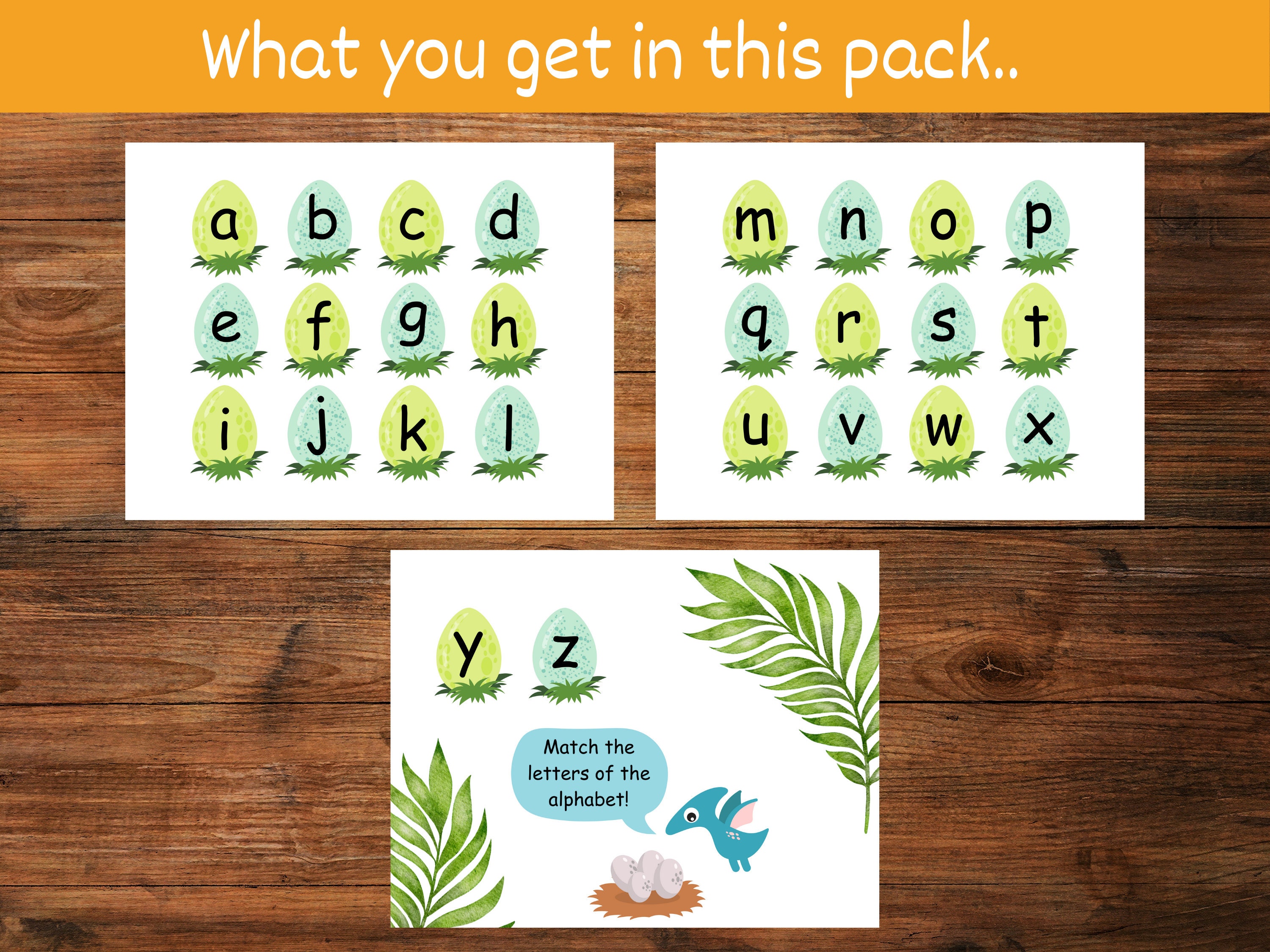 Dinosaur Alphabet Activity for Toddlers, Busy Book Pages, Dino Egg Abc ...