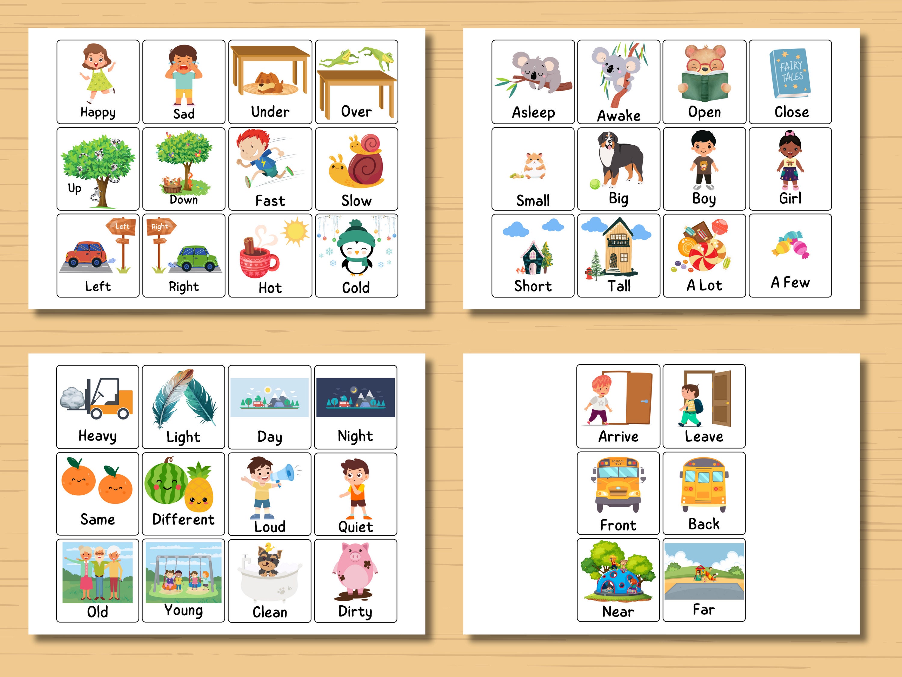 Opposites Flashcards, Antonym Flashcards for Kids. 42 Digital ...