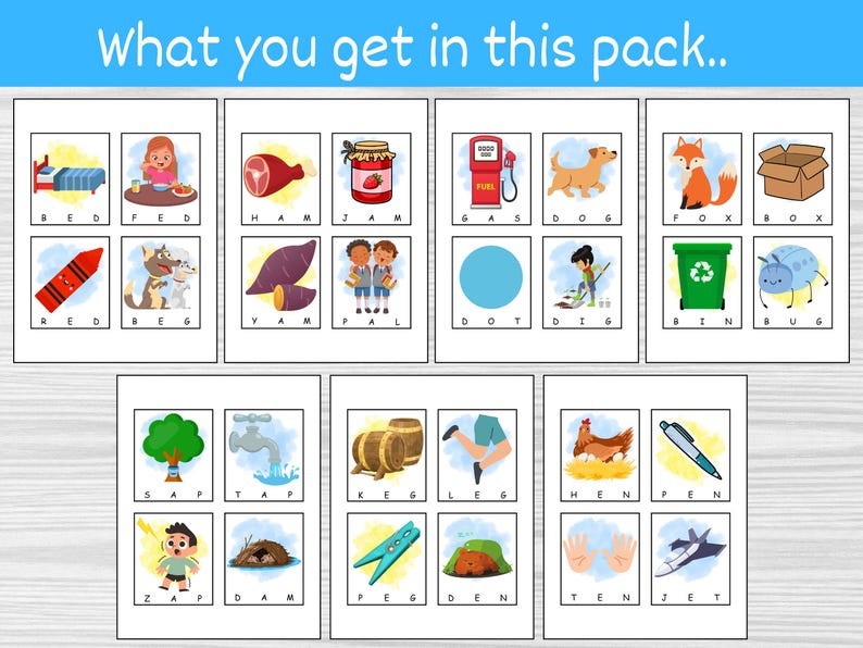 CVC Words Flashcards for Kids, Printable Flashcards, Kindergarten ...