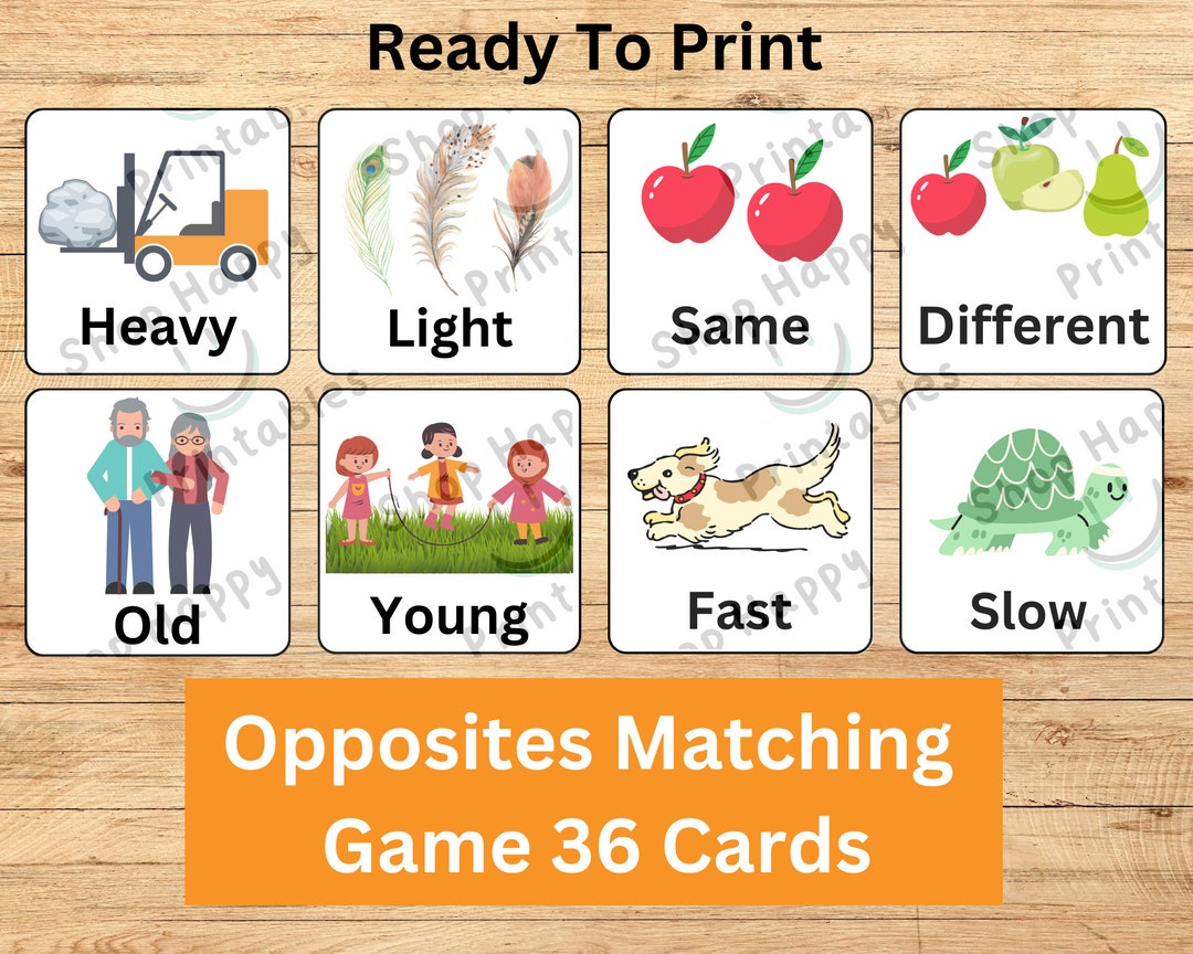 Matching Opposites Set of 36 Cards for Toddlers Preschool - Etsy