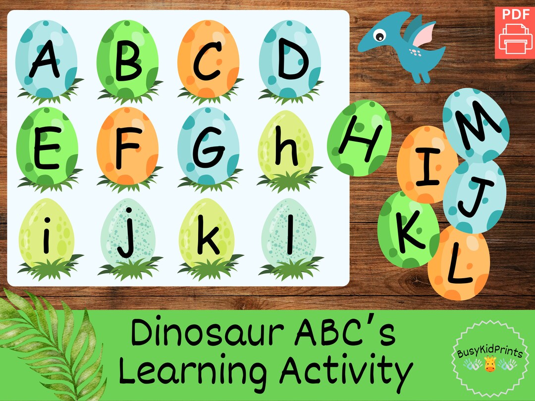 Dinosaur Alphabet Activity for Toddlers, Busy Book Pages, Dino Egg Abc ...