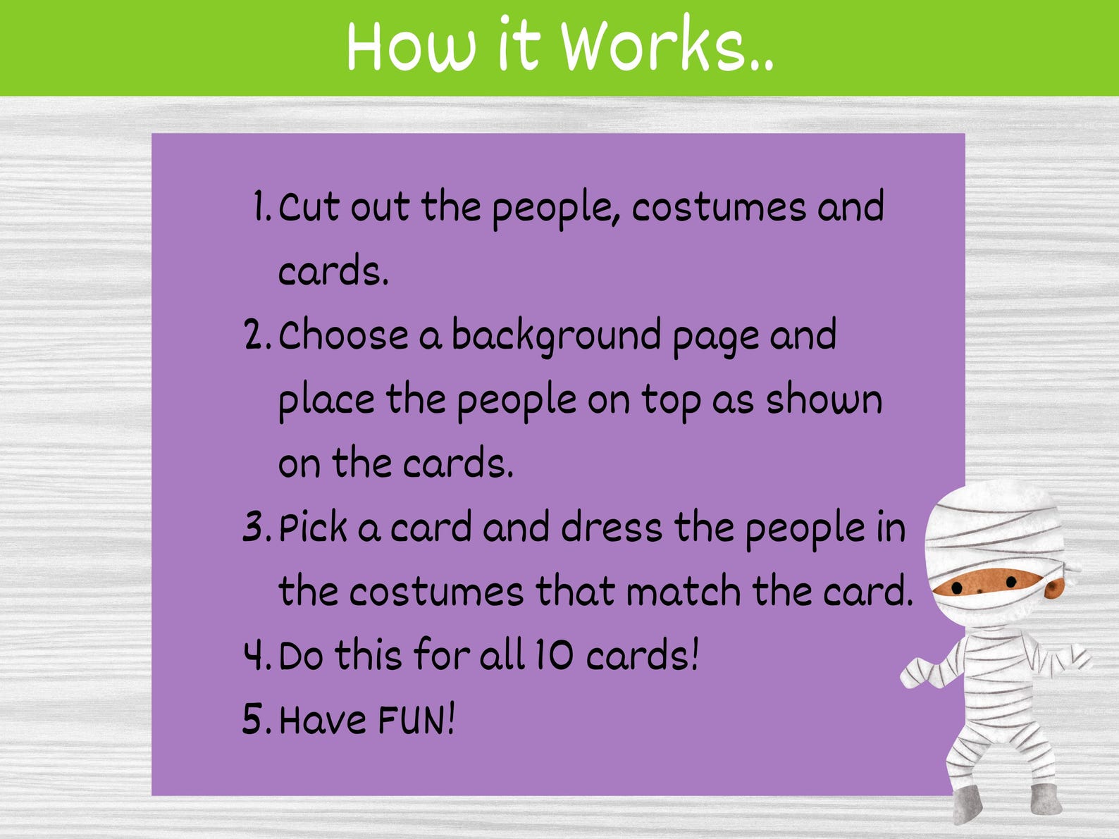 Matching Costumes Halloween Activity for Kids, Fall Activities for ...