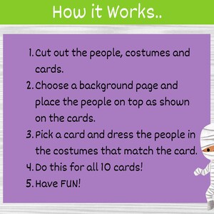 Matching Costumes Halloween Activity for Kids, Fall Activities for ...