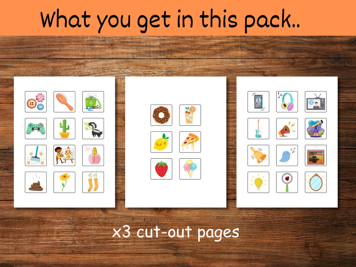 Interactive 5 Senses Sorting Activity, Toddler Busy Book Pages ...
